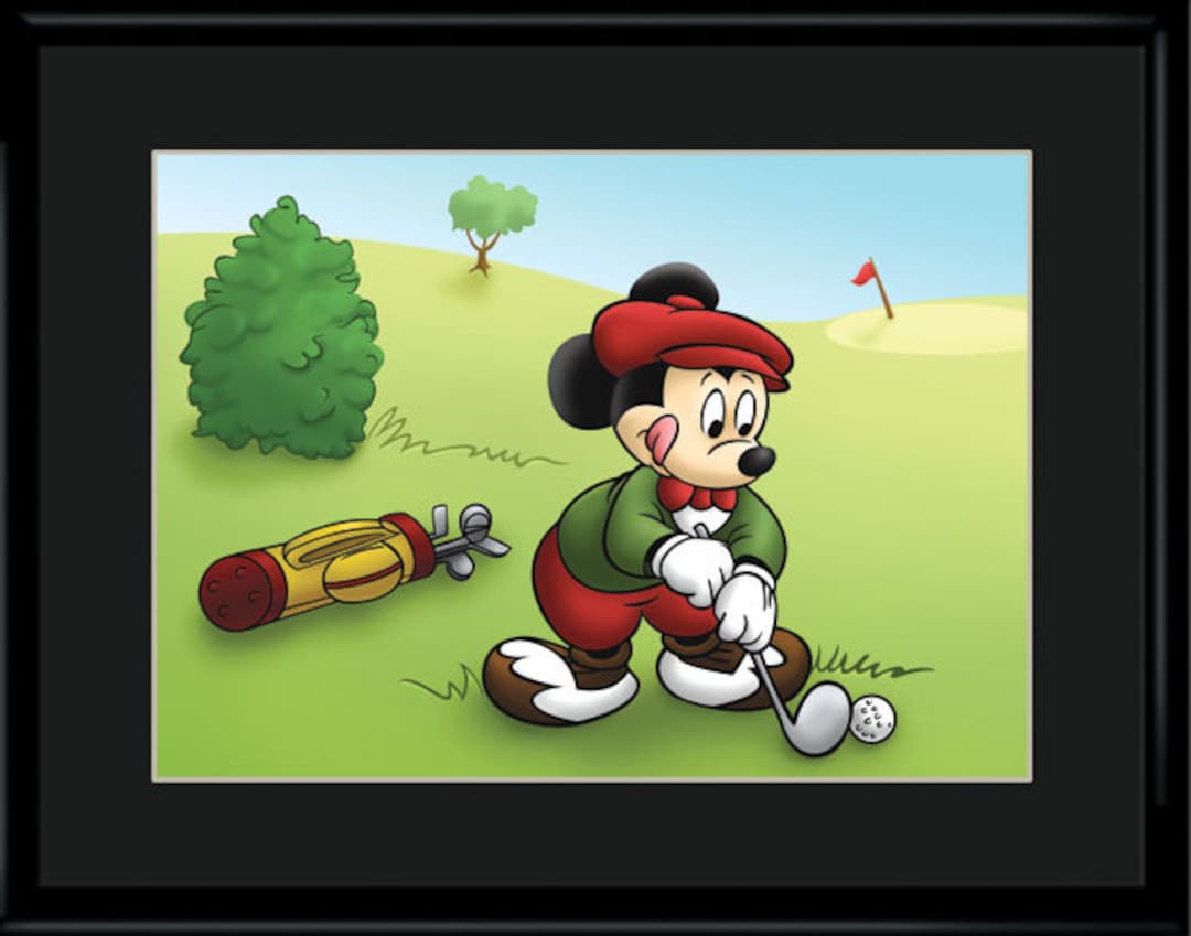Mickey Mouse Playing Golf - Framed Lithograph - Etsy