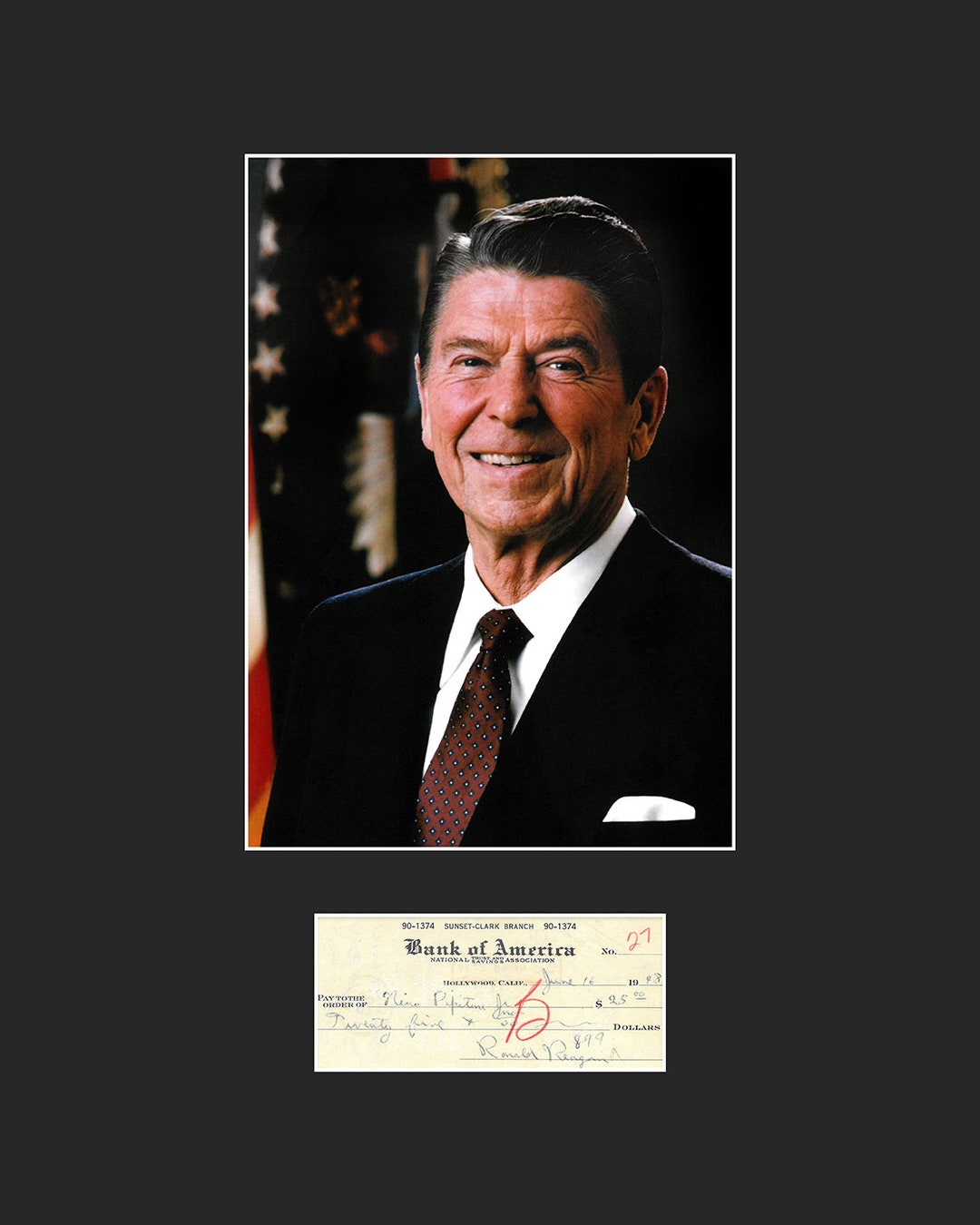 Ronald Reagan- Fuji Crystal Archival Photograph With Reproduction Check ...