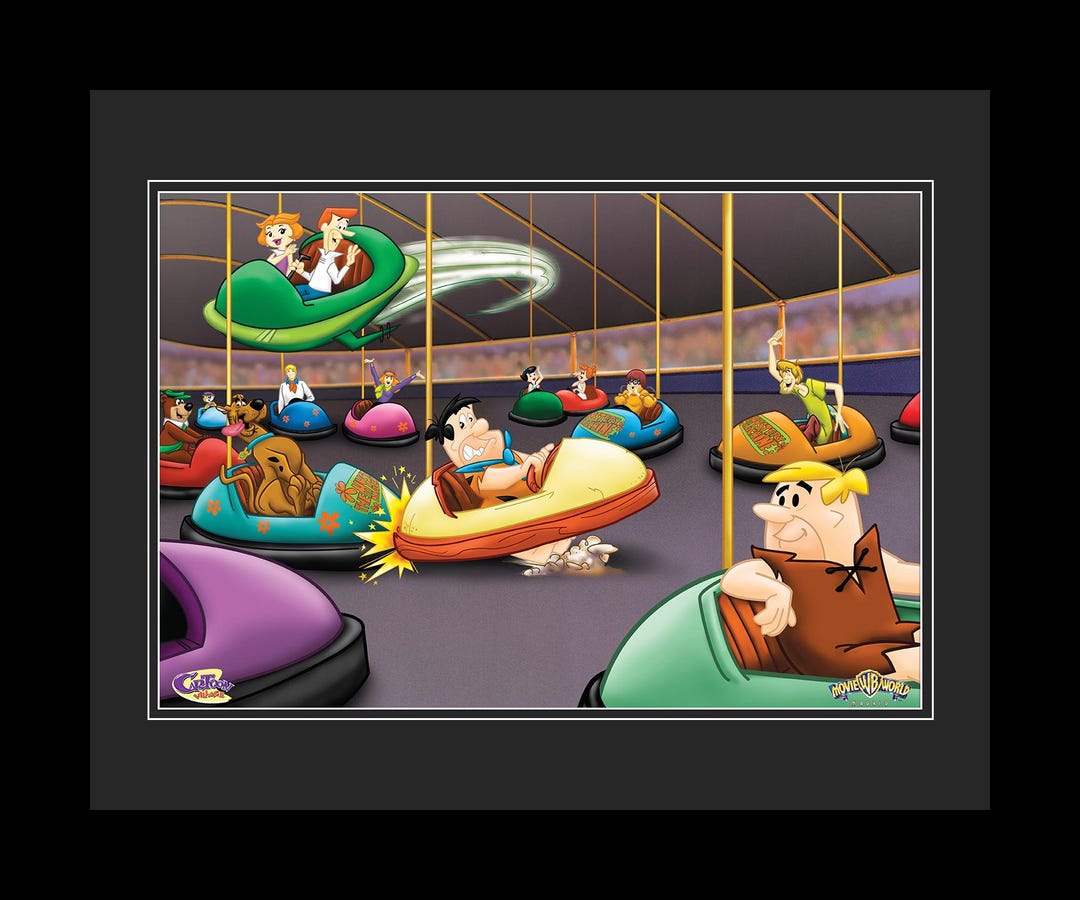Hanna-barbera- Bumper Cars- Fine Art Framed Limited Edition Giclee - Etsy