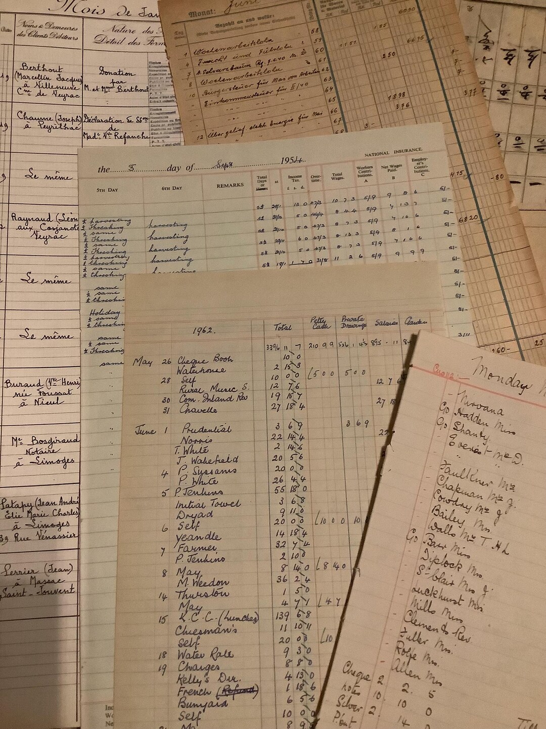 Japanese, English, French, German Vintage Handwritten Ledgers Farmer’s ...
