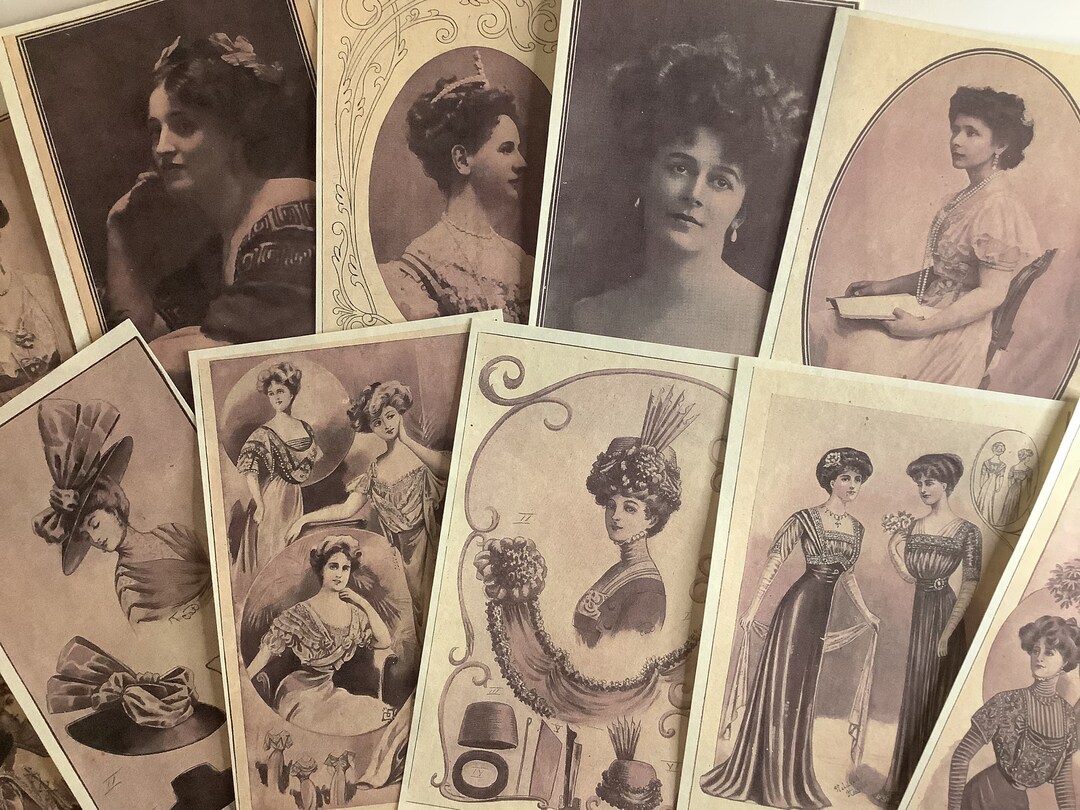 Edwardian Fashion Plates and Original Vintage Advertisements. 30 Pieces ...