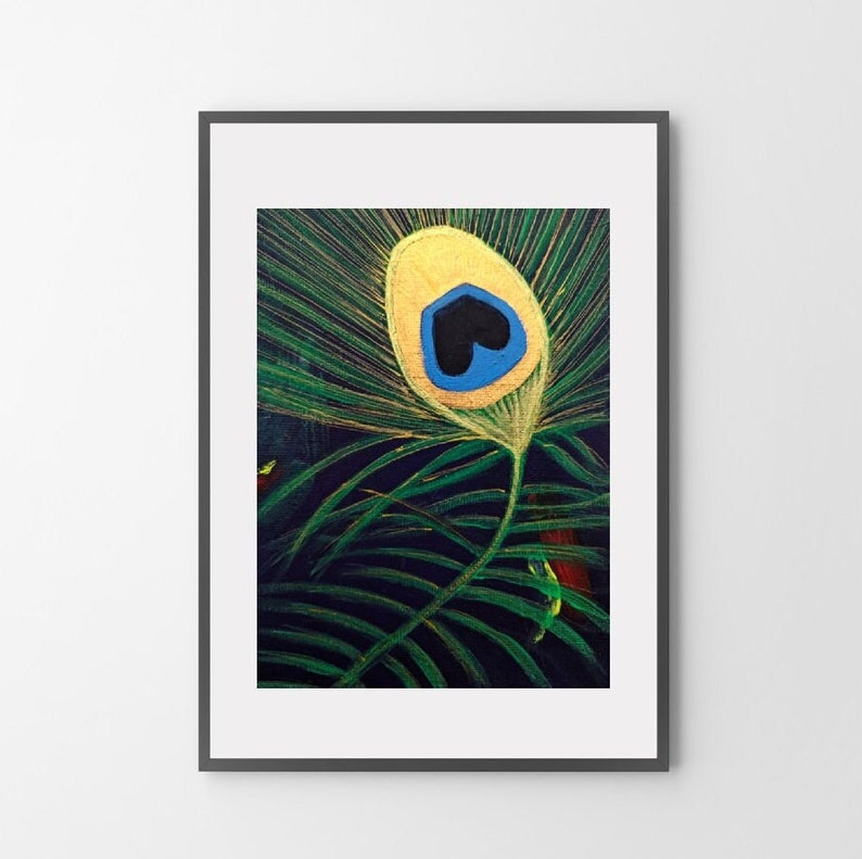 Gold Embellished Peacock Feather Poster Print, Bird Poster Print, Home ...
