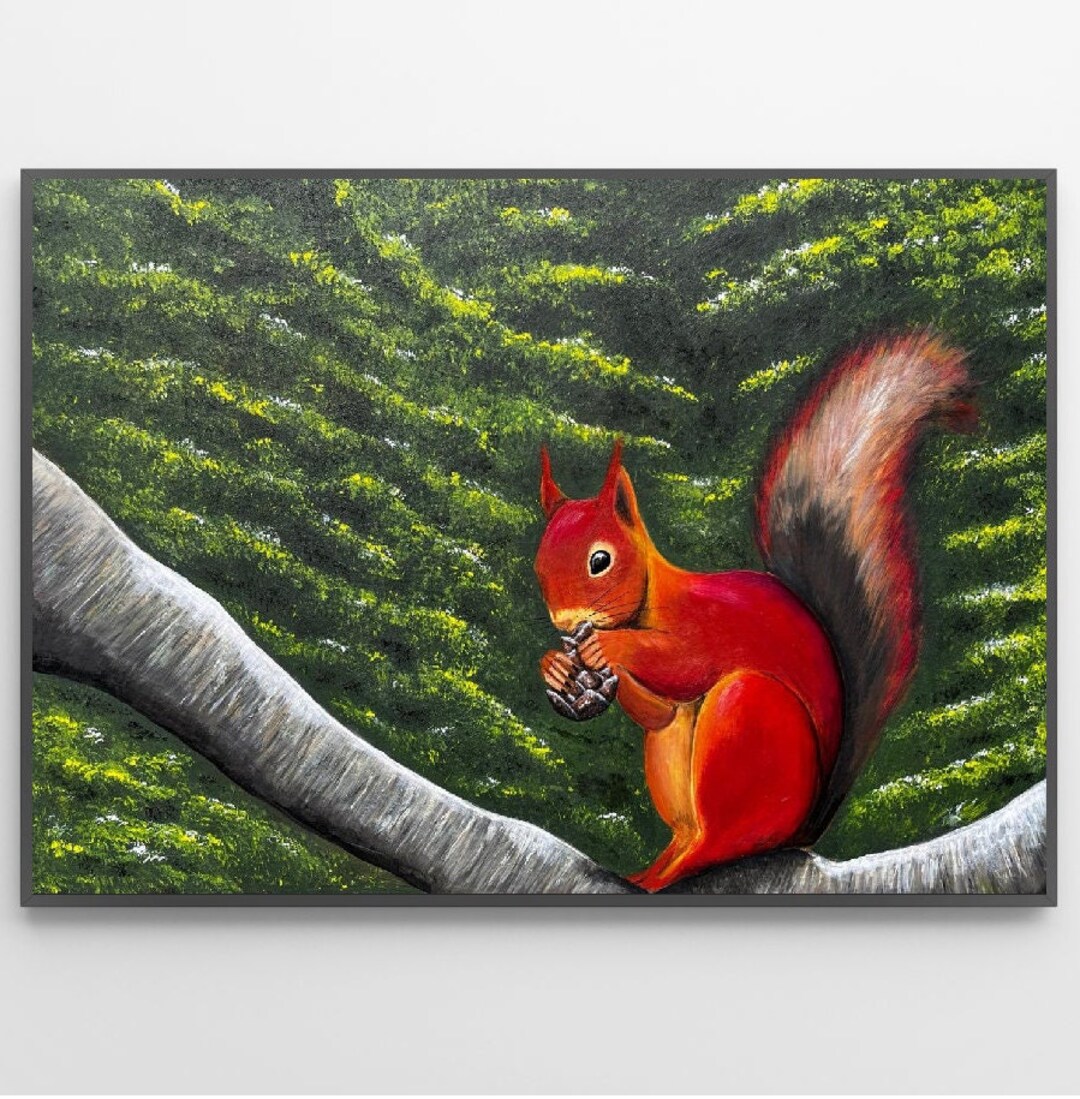 Red Squirrel Poster | Squirrel Print | Squirrel Painting | Squirrel ...