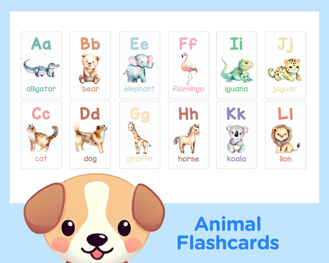 Animal Flashcards Alphabet Flashcards Digital Flashcards - Etsy
