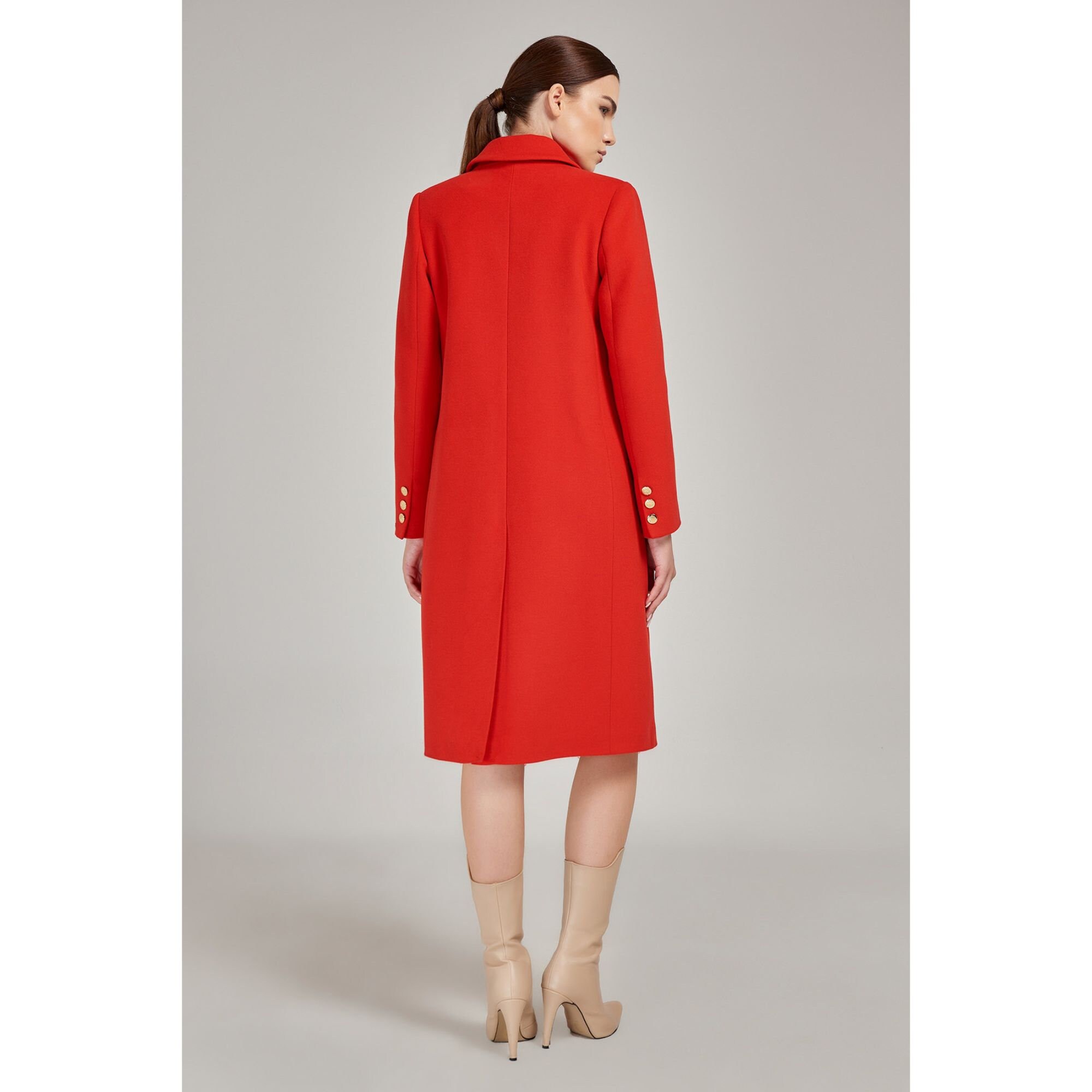 Classic Red Coat Wool Long Coat Full Length Coat Slim - Etsy UK