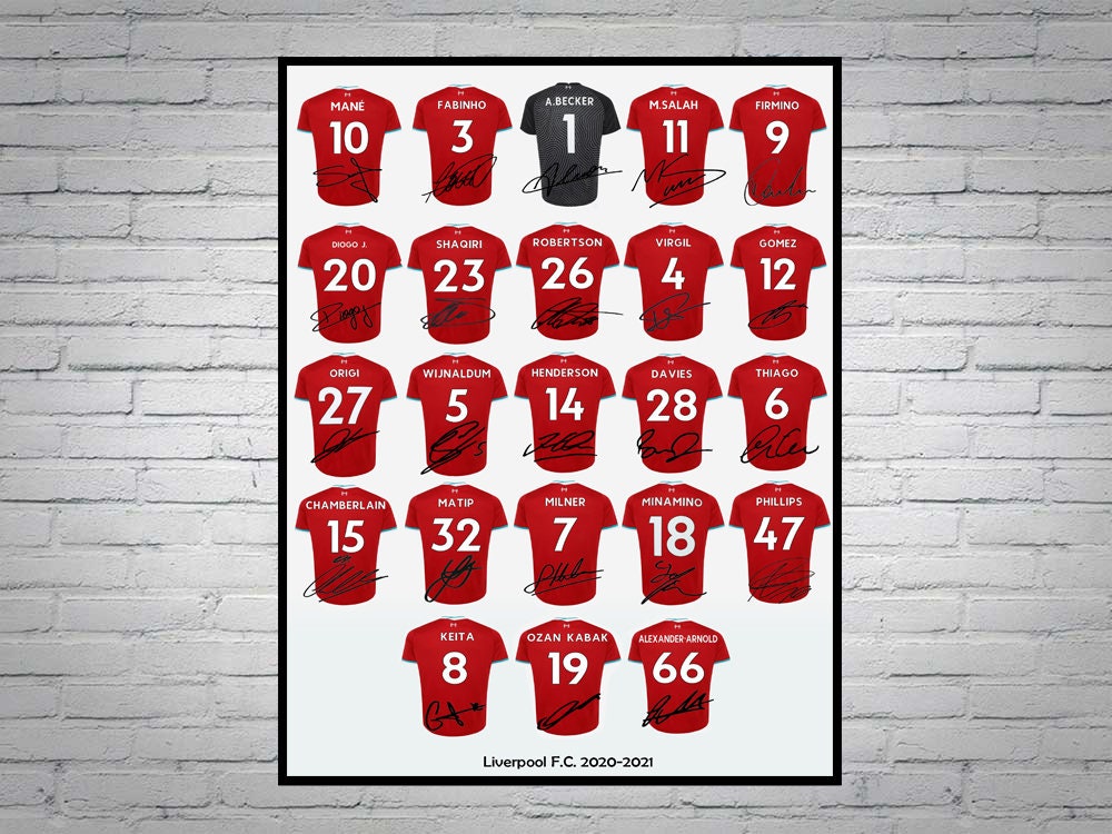 Liverpool Players 2021 Full Squad Signed Poster A4 | Etsy