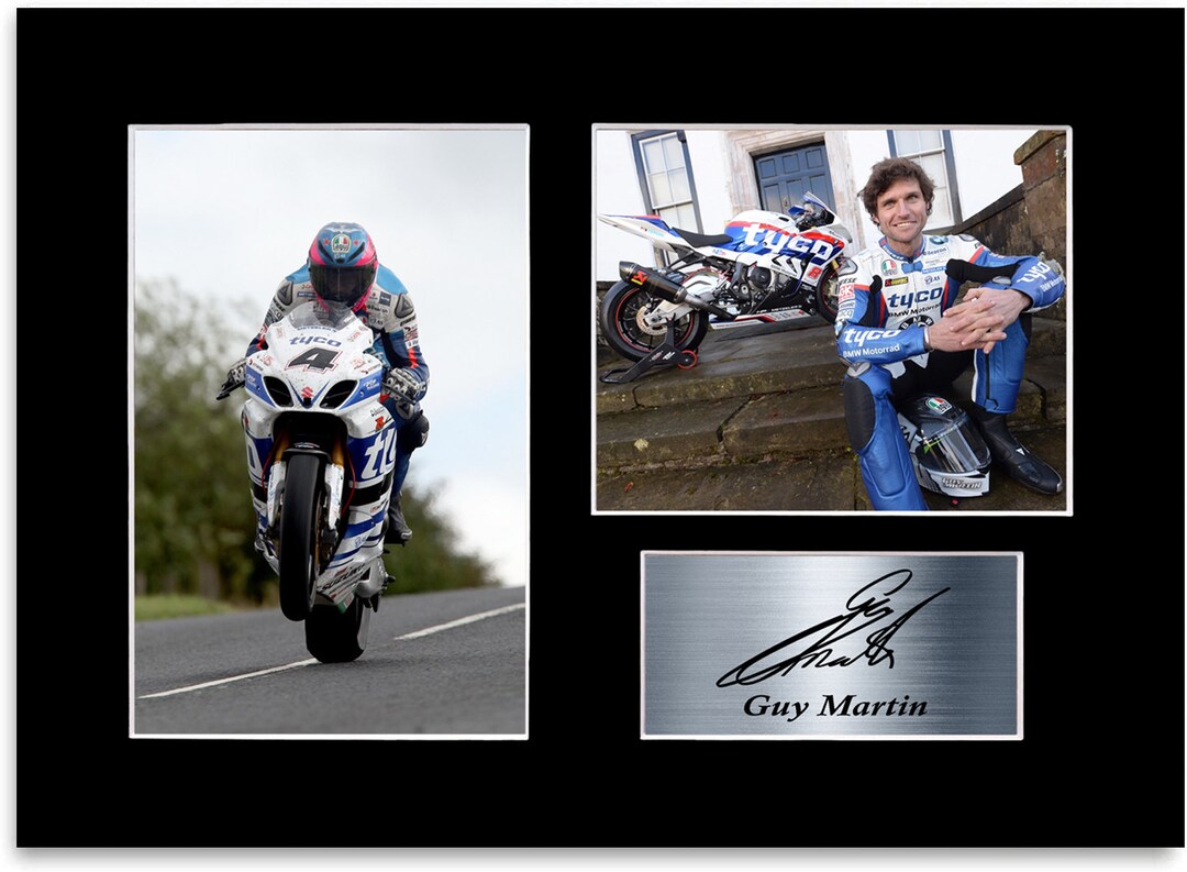 Guy Martin Motorcycle Racer Signed Photo Display Mount A4 Poster - Etsy