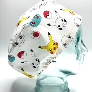 Pokemon/ Modern Surgical Scrub Cap With Buttons White Print - Etsy