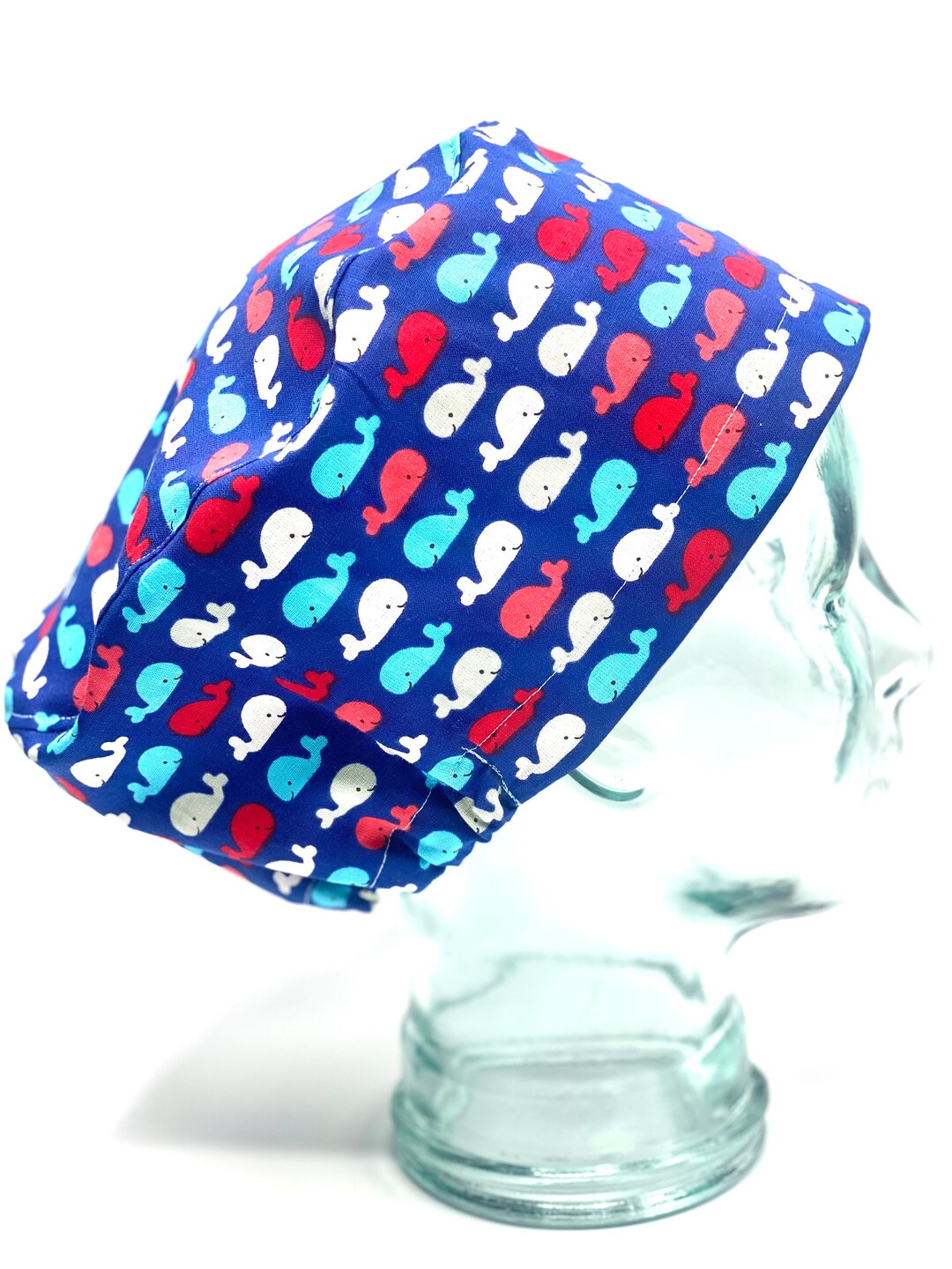 Whale Surgical Scrub Cap With Buttons, Veterinary Scrub Cap, Scrub Cap ...