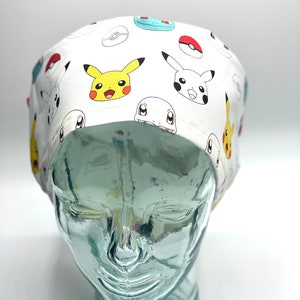 Pokemon/ Modern Surgical Scrub Cap With Buttons White Print - Etsy