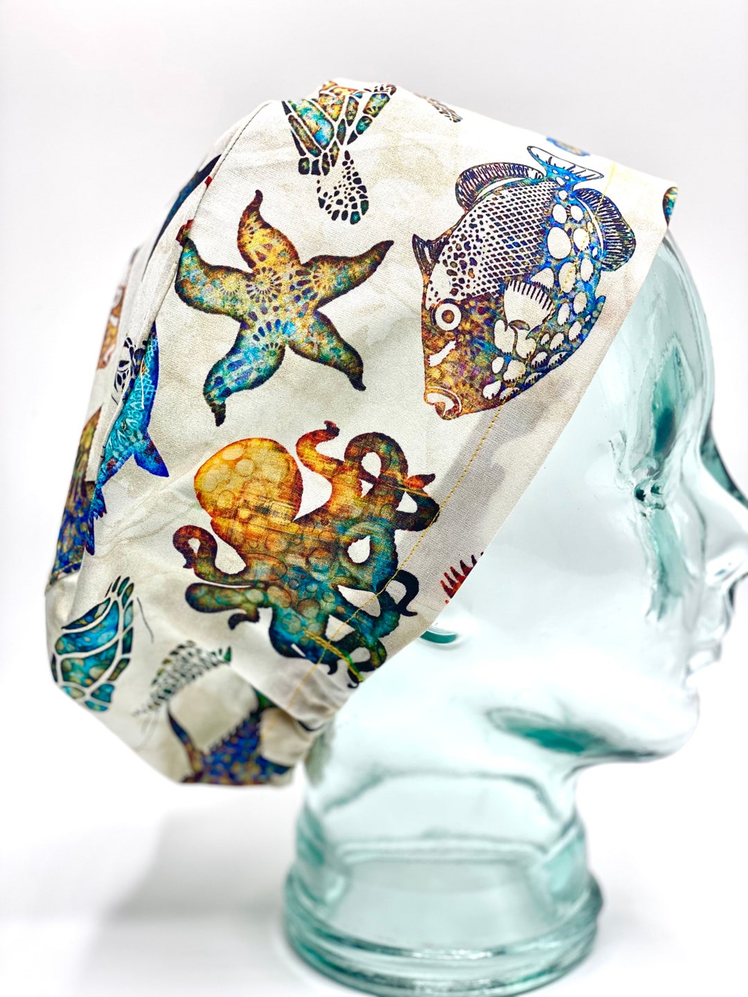 Whale Surgical Scrub Cap With Buttons, Veterinary Scrub Cap, Scrub Cap ...