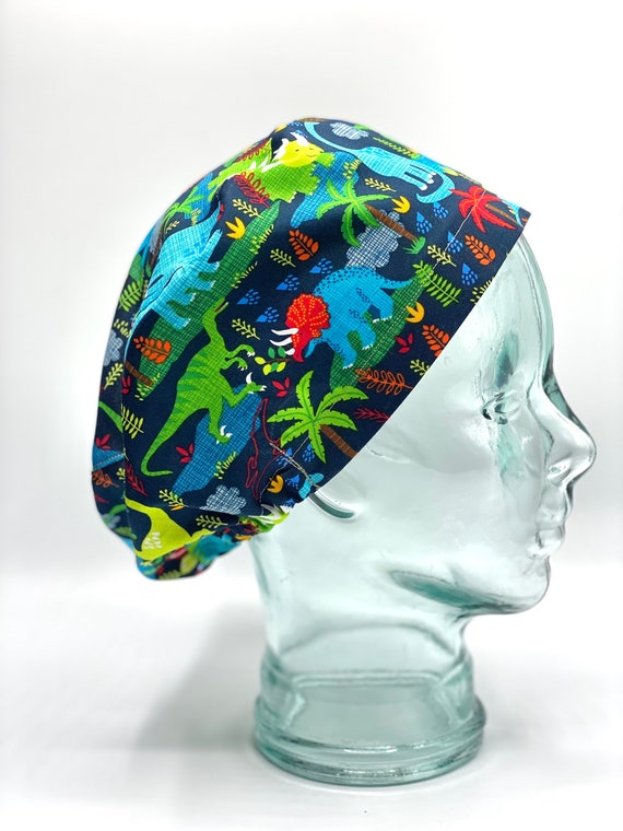 Dinosaur Surgical Scrub Cap With Buttons Nurse Cap Surgical | Etsy