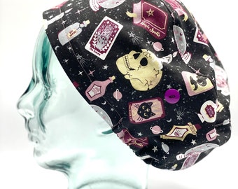 Skeleton Skull Modern Surgical Scrub Cap With Buttons Nurse - Etsy