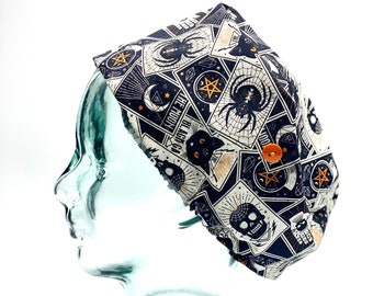 Skeleton Skull Modern Surgical Scrub Cap With Buttons Nurse - Etsy