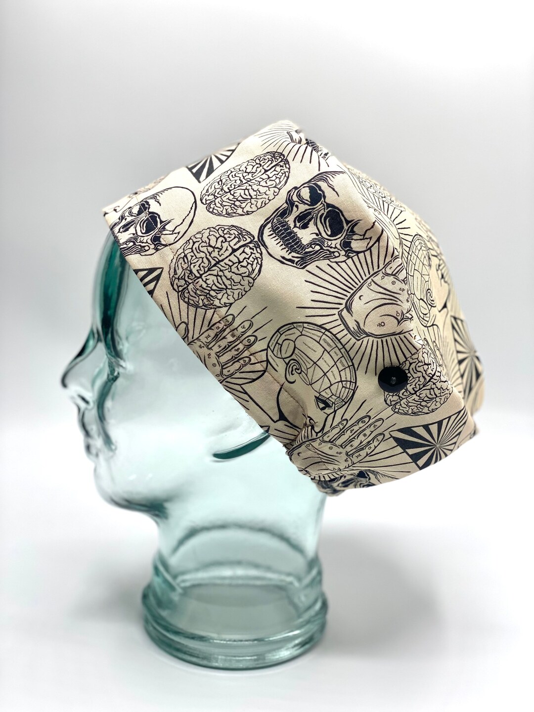 Skeleton Skull Modern Surgical Scrub Cap With Buttons, Nurse Cap ...