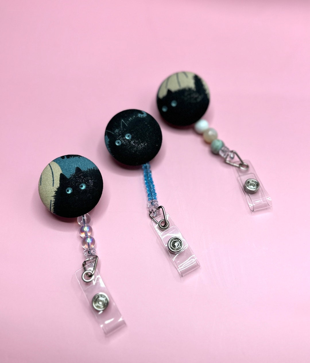 Cute Cat Badge Pull Retractable Badge Reel, Kitten Print Badge Reel ...