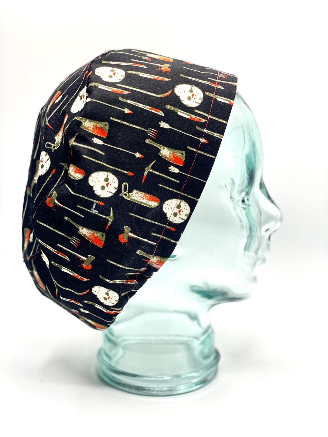 HORROR Movie Scrubs, Spooky Surgical Scrub Cap With Buttons, Nurse Cap ...