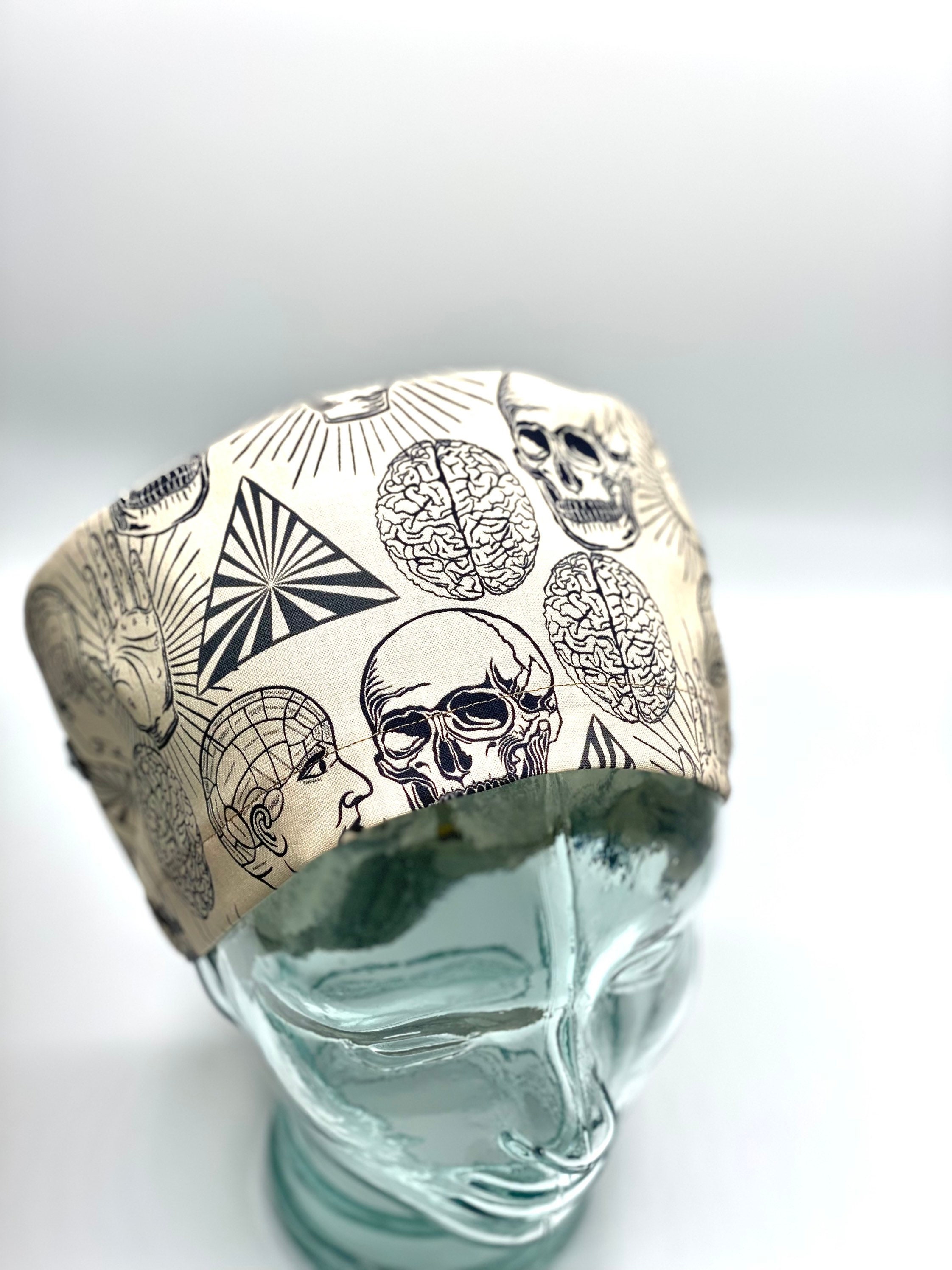 Skeleton Skull Modern Surgical Scrub Cap With Buttons Nurse - Etsy