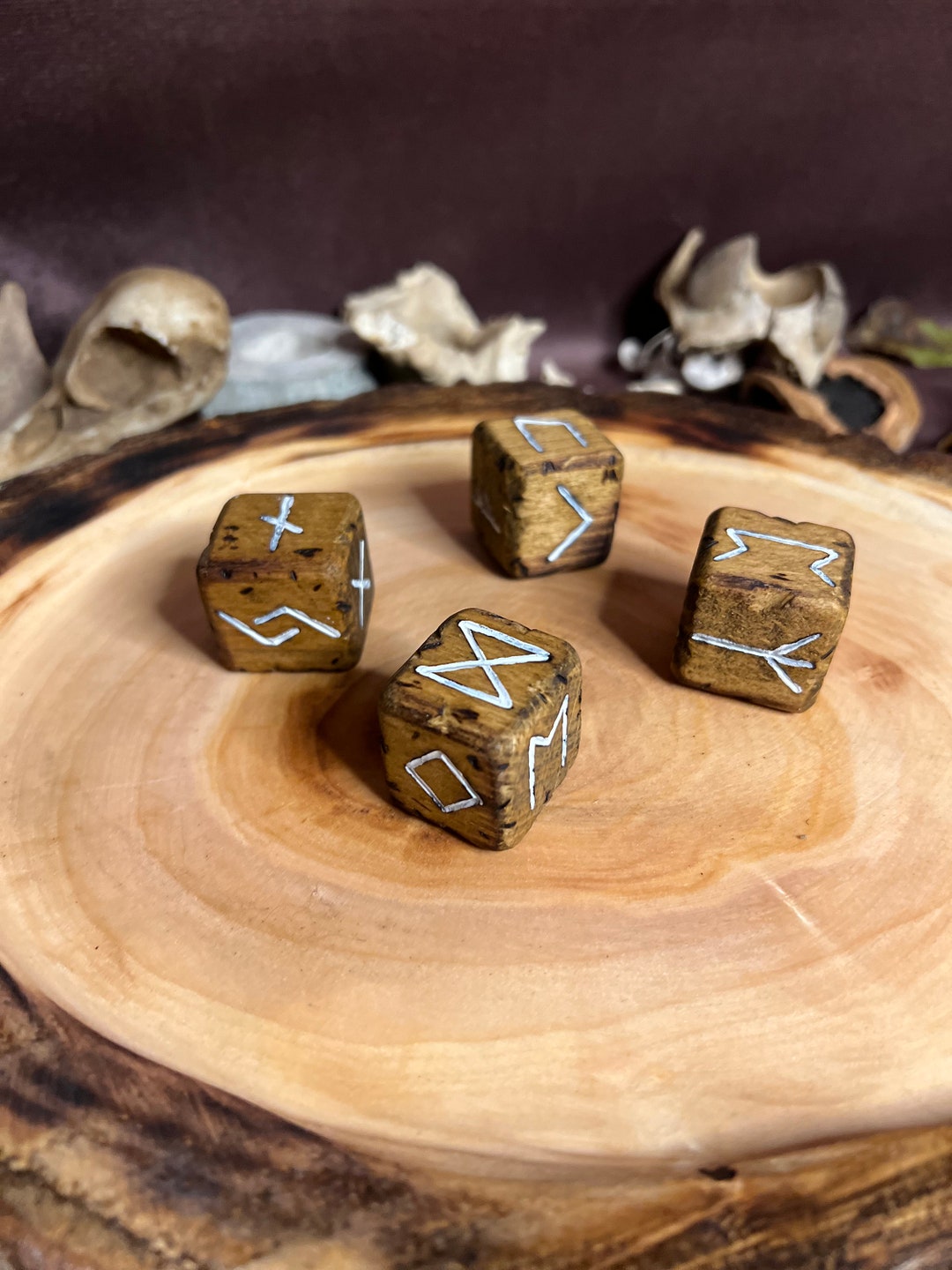 Rune Dice Made of Wood Hand-carved Hand-painted Unique Pieces - Etsy