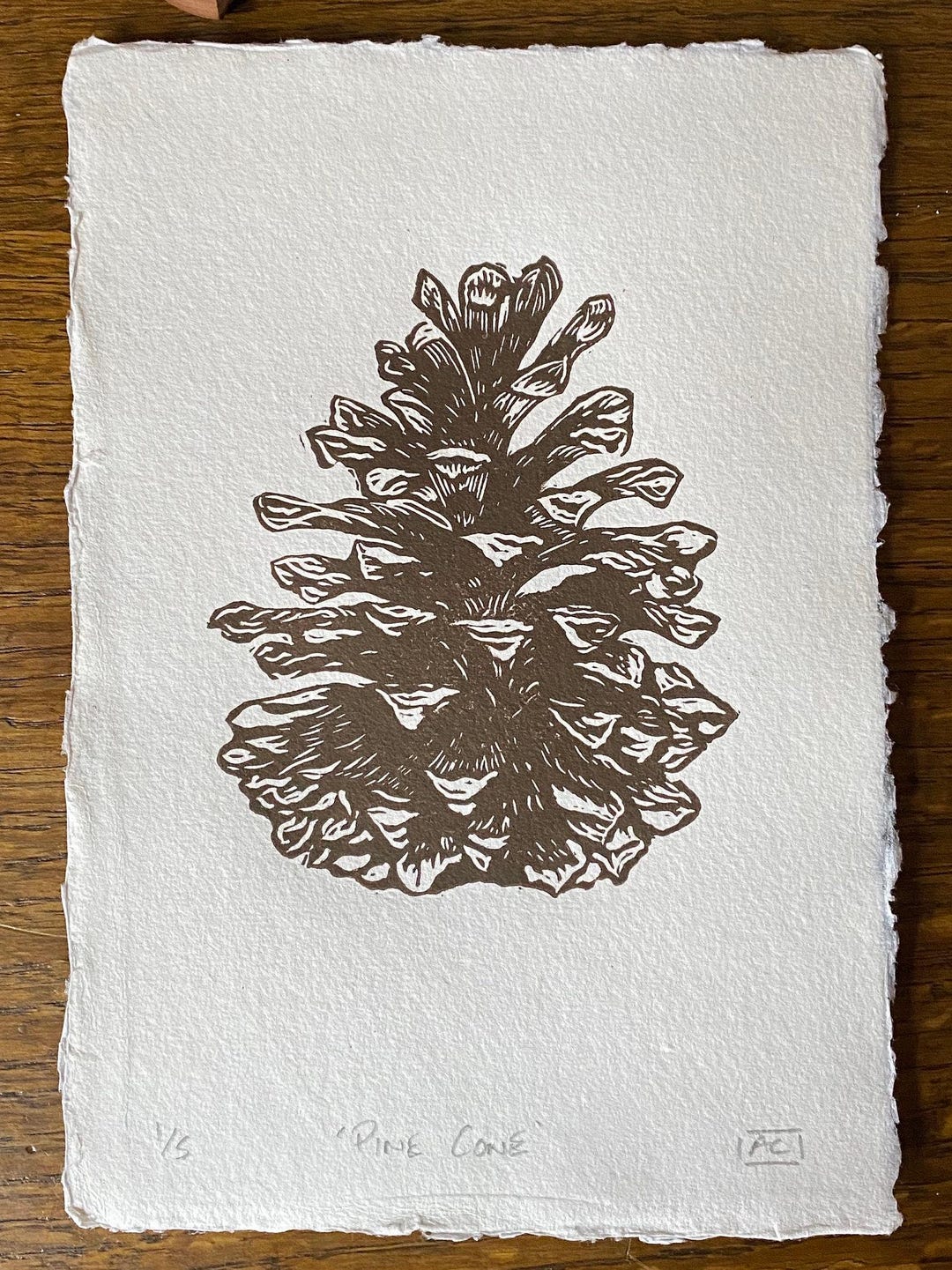 Pine Cone Lino Print | Hand Printed | Nature Themed | Home Décor | Wall ...