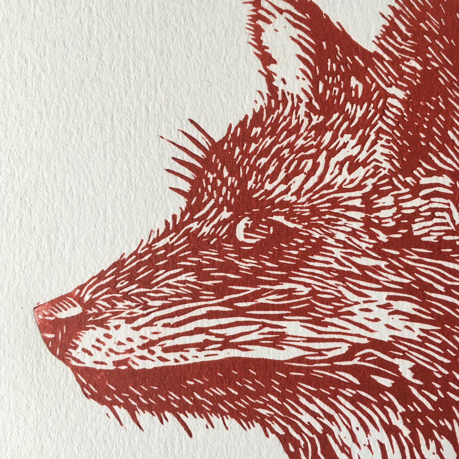 Fox lino print I hand printed nature themed I home décor I | Etsy