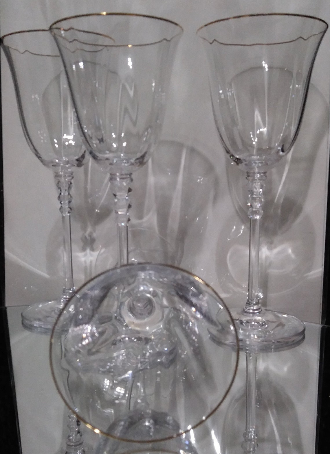 Mikasa Crystal Sonata Gold Rim 2 Wine Glasses And 2 Water Etsy