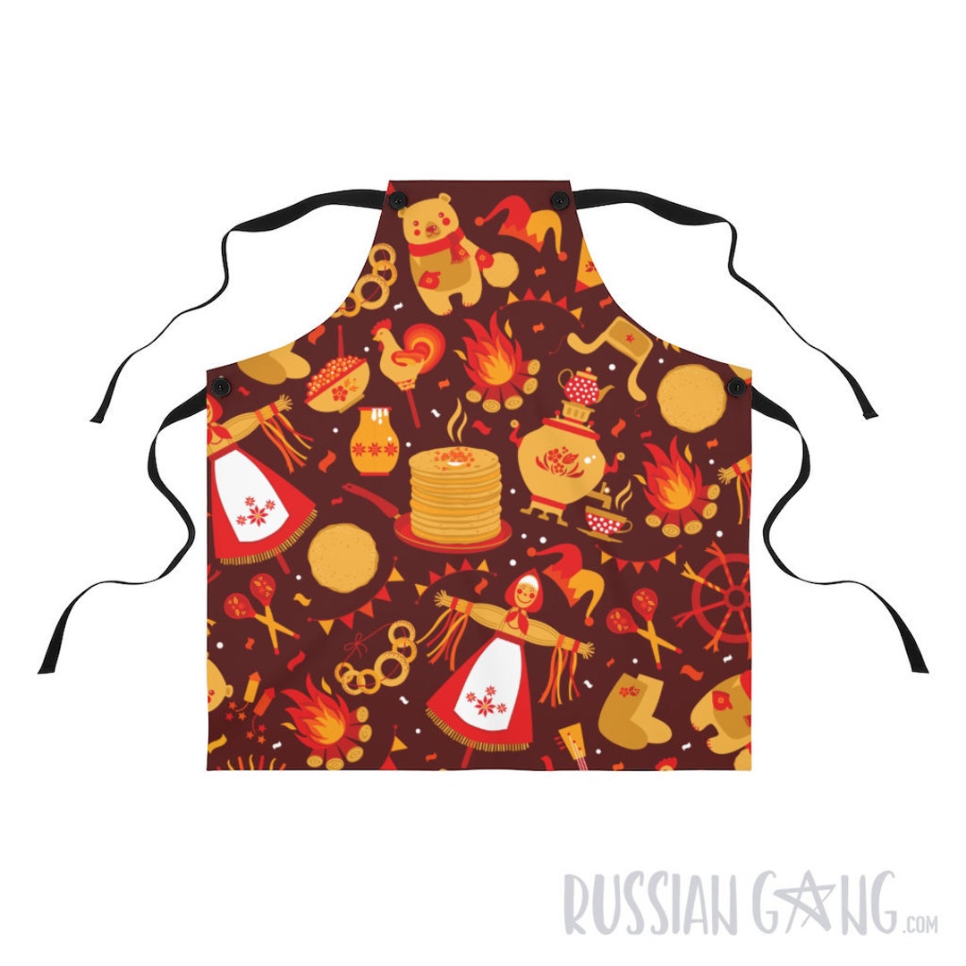 Russian Apron Traditional Ornamental Design Cool Samovar - Etsy
