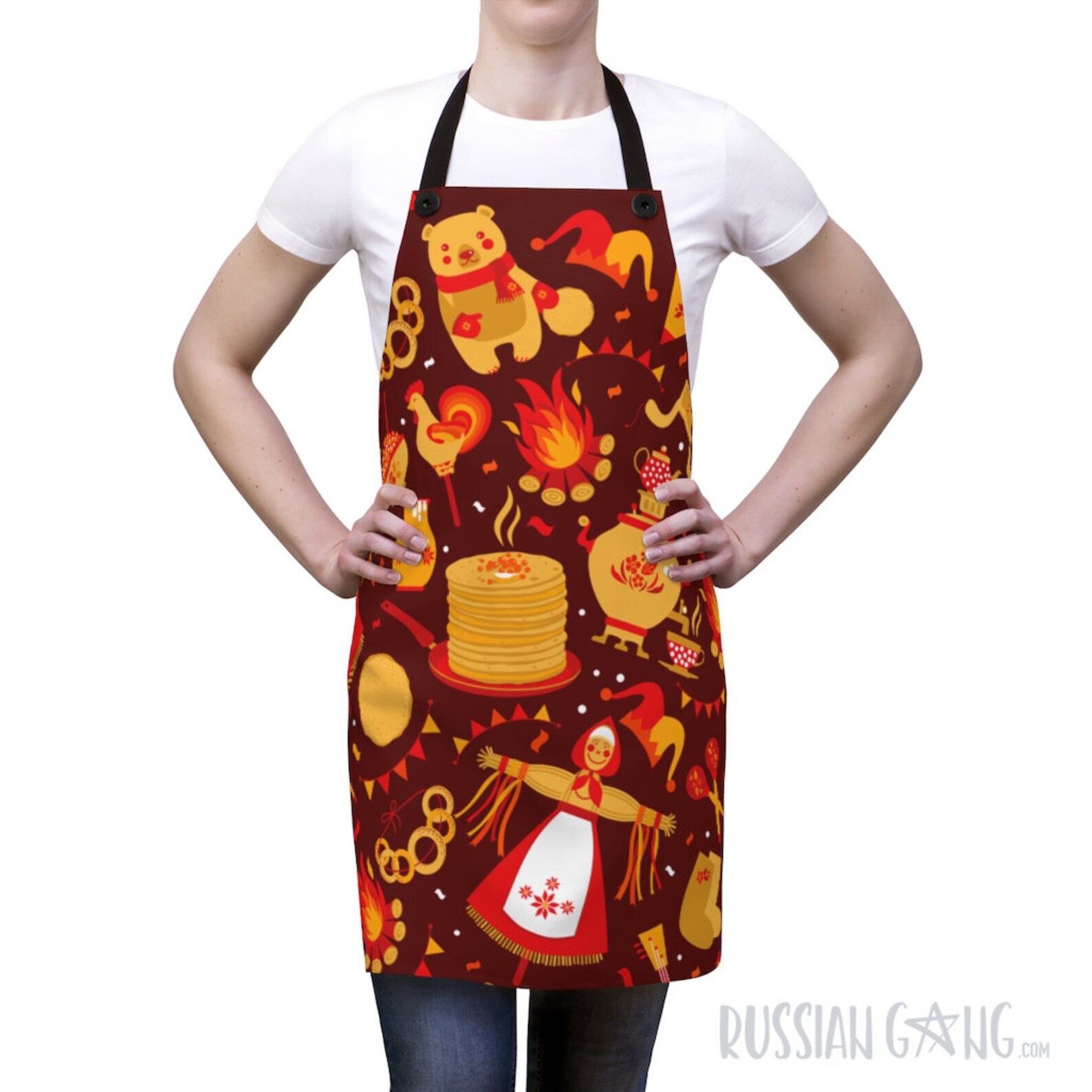 Russian Apron Traditional Ornamental Design Cool Samovar - Etsy