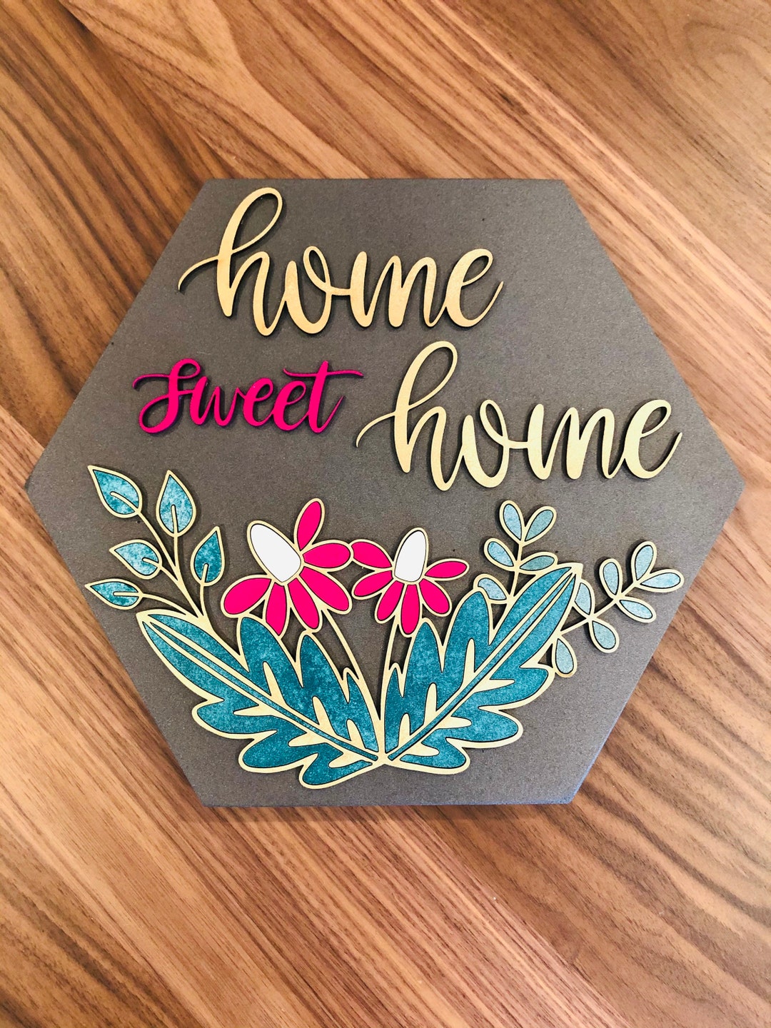 12” Wood Hexagon Sign “welcome Hone & “ Home Sweet Home”. - Etsy