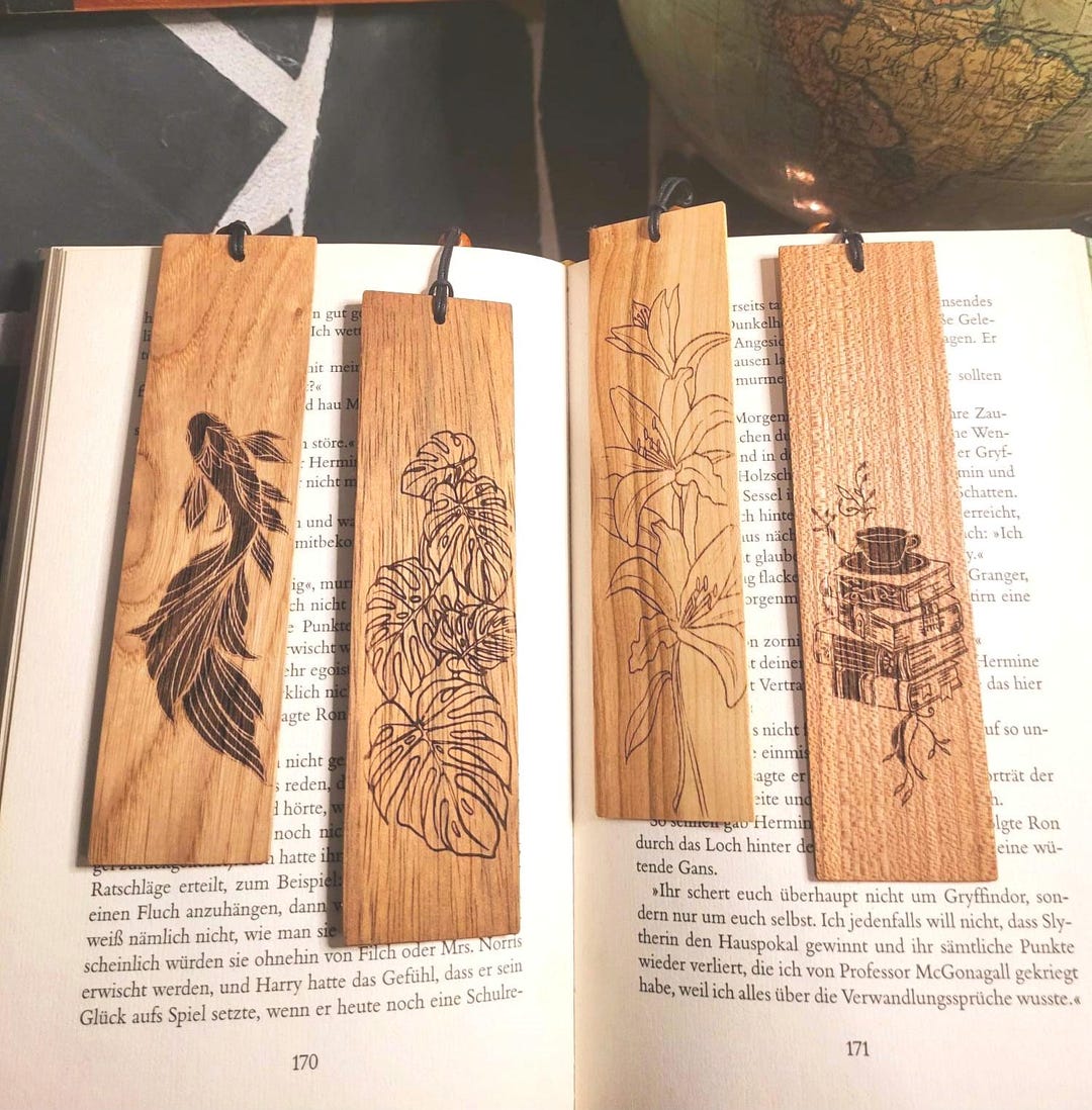 Laser-engraved Bookmarks Made of Real Wood - Etsy