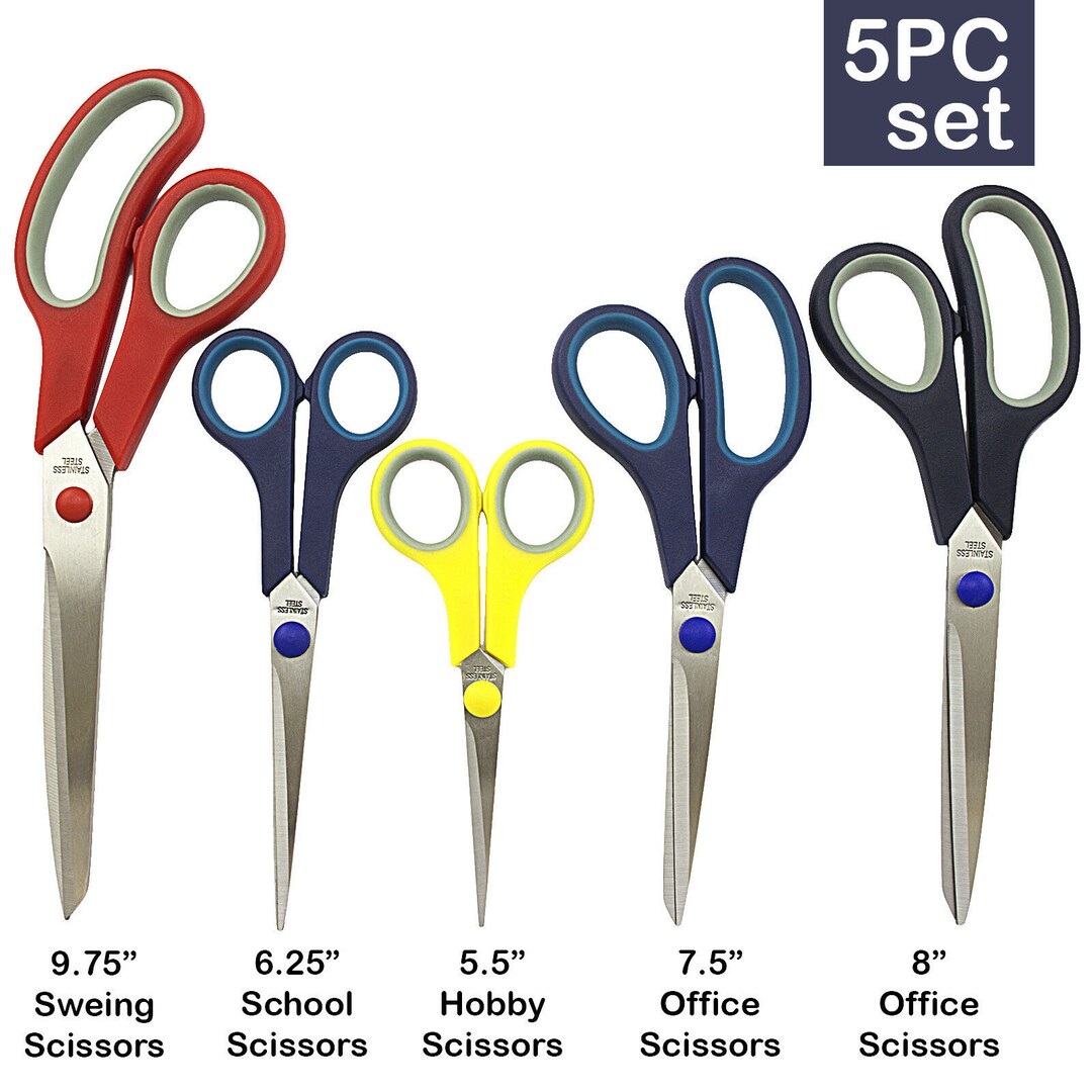 The Best 5 Piece Stainless Steel Comfort Grip Scissor Set Sewing Dress ...