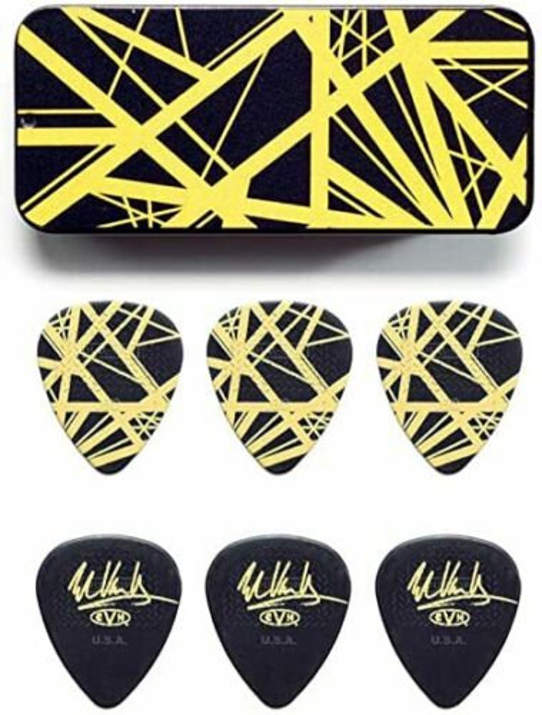 The Best! Eddie Van Halen Guitar Picks EVH Black Yellow Stripes Max ...