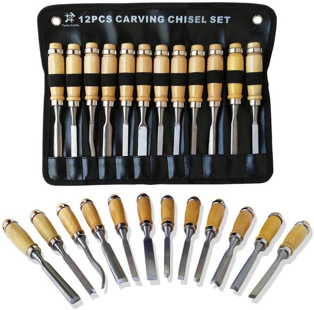 The Best! Premium 12 Piece Wood Carving Hand Chisel Tool Set ...