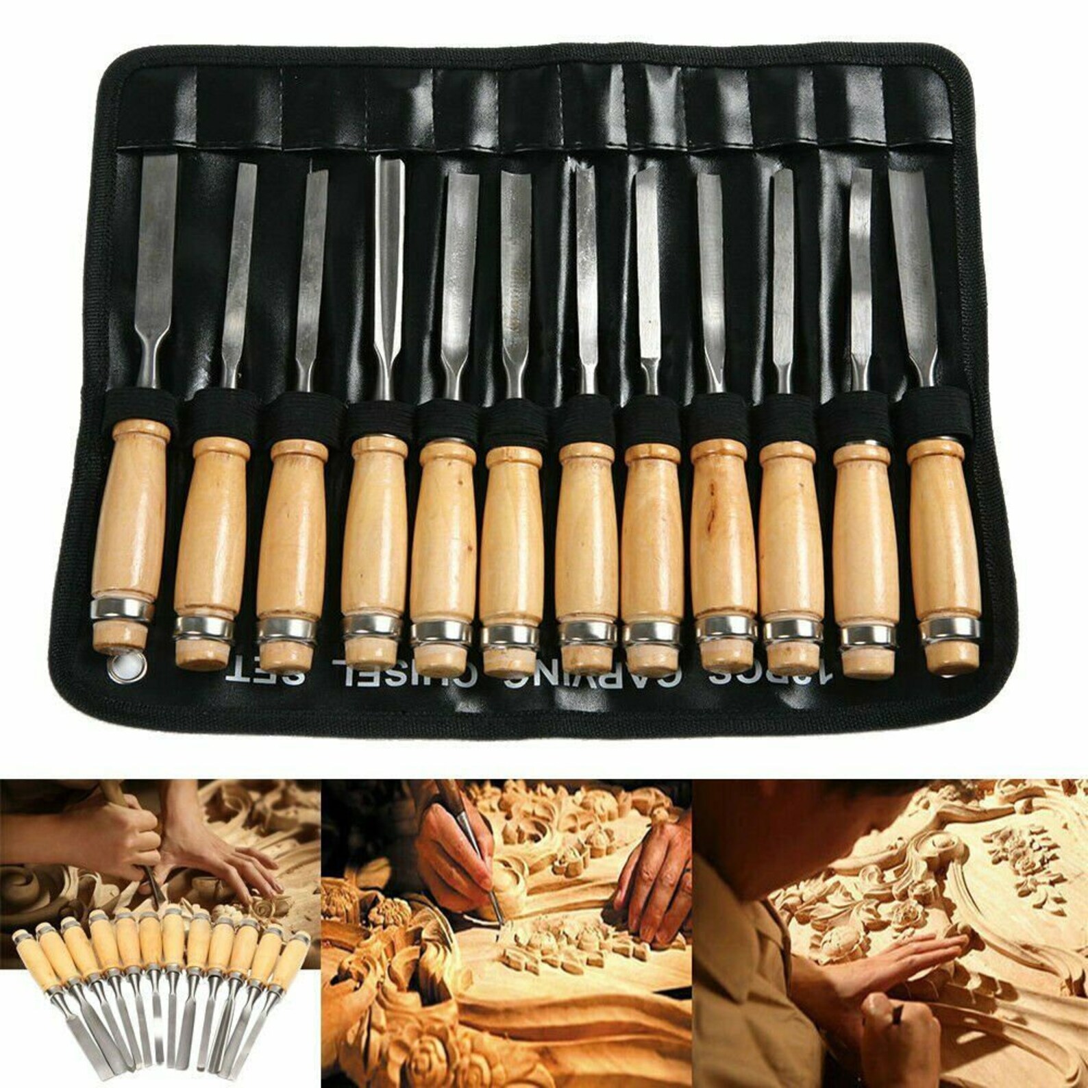 The Best! Premium 12 Piece Wood Carving Hand Chisel Tool Set ...