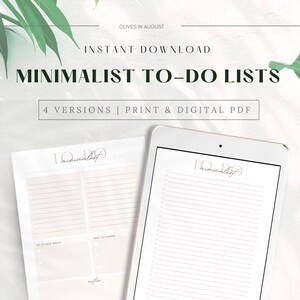 To-do List Minimalist | 4 Versions Blank, 4 Sizes | Olives in August ...