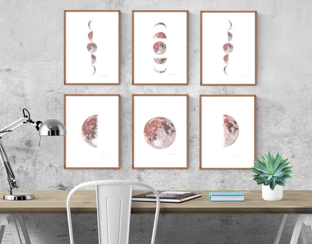 Moon Phases Poster Set 6 Pictures Beige - Etsy