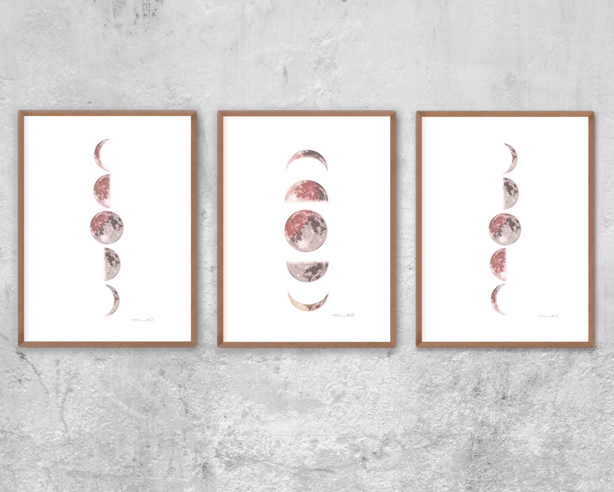Moon Phases Poster Set 6 Pictures Beige - Etsy