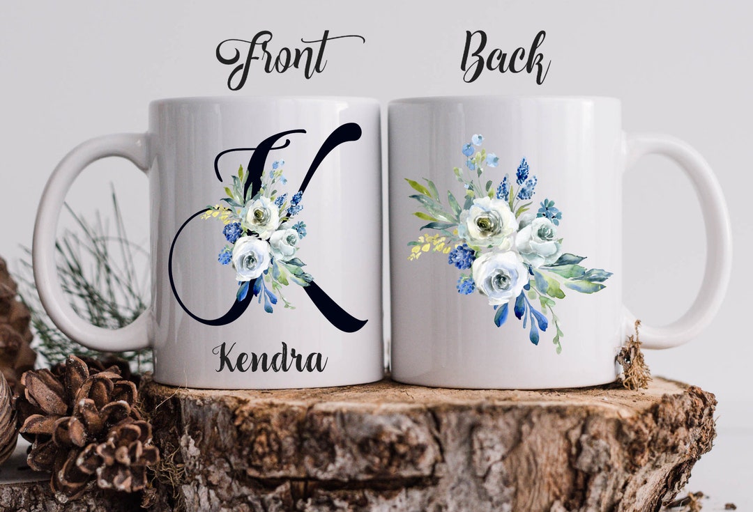 Custom Letter K Name Mug Floral Initial K Mug - Etsy