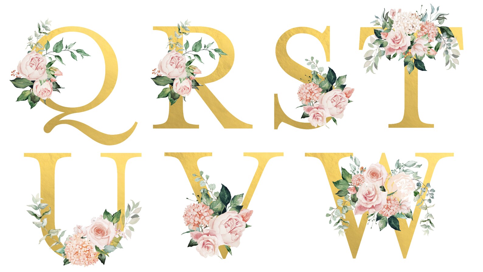 Pink Floral Alphabet PNG Instant Digital Download / Wedding | Etsy