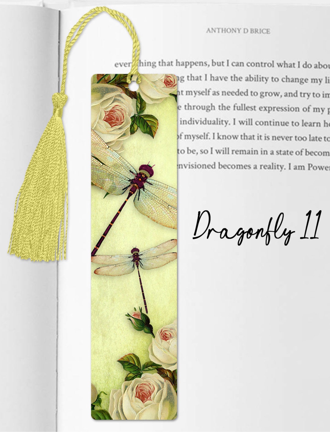 Dragonfly Bookmark / Floral Bookmark / Gift for Her - Etsy