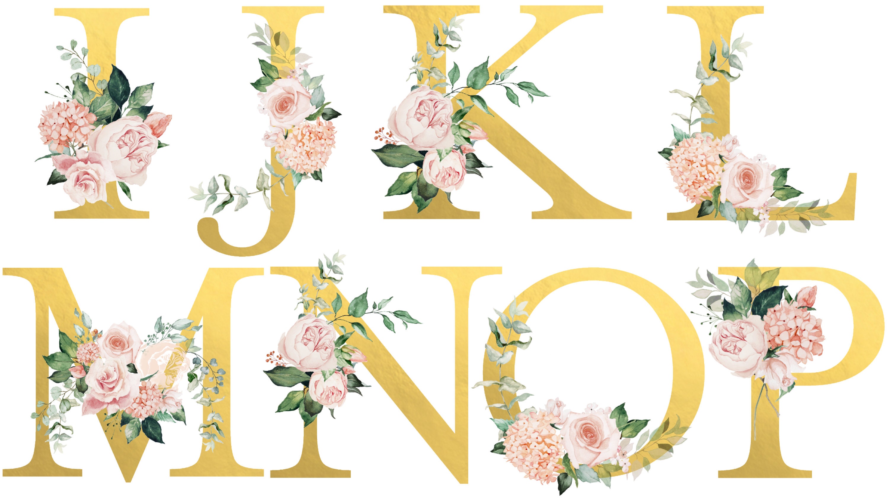 Pink Floral Alphabet PNG Instant Digital Download / Wedding | Etsy