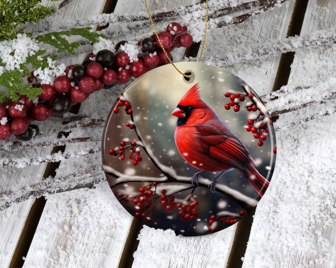 Cardinal Christmas Tree Ornament / Handmade Ceramic Christmas Ornament ...