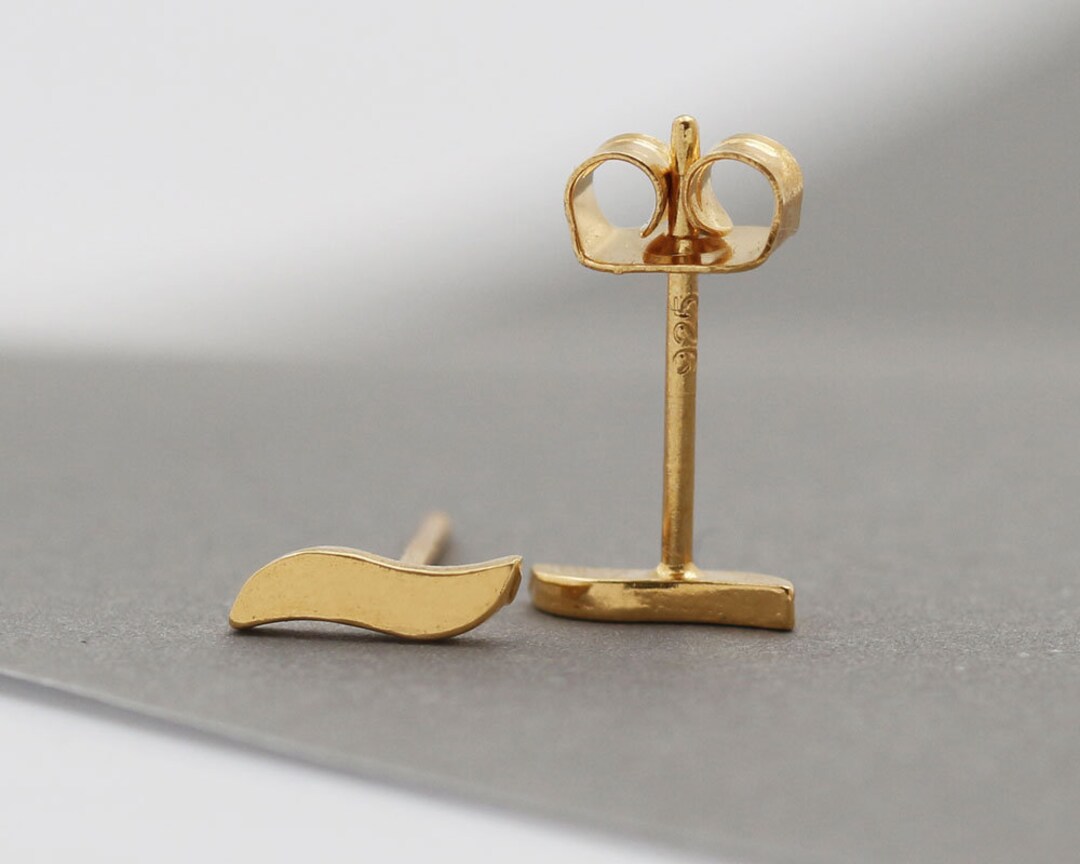 14k Solid Gold Tiny Stud Earrings, Dainty Minimalist Simple Gold Studs ...