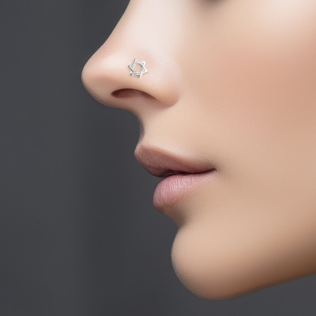 Star of David Nose Stud, Jewish Star Piercing, Magen David Nose Ring ...