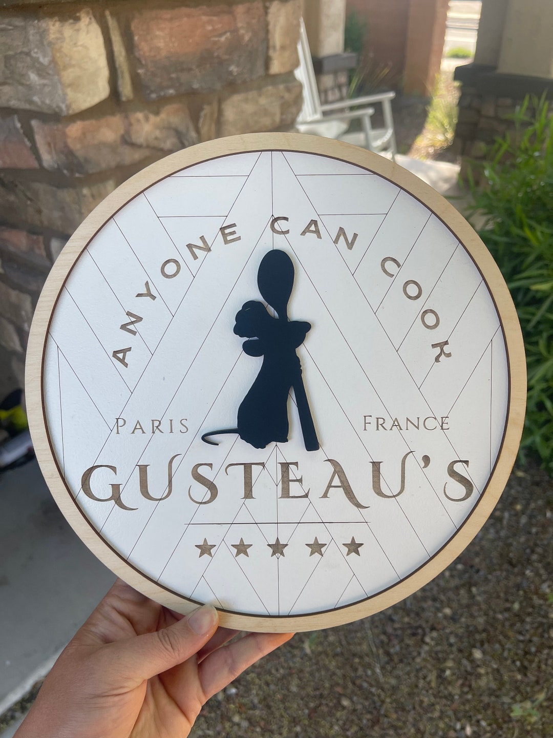 Anyone Can Cook Round / Disney Ratatouille Round / Gusteau’s Wood Sign ...