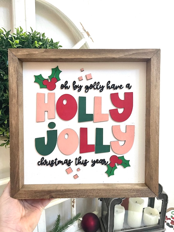 Holly Jolly Disney Christmas Sign / Mickey Christmas Sign / - Etsy