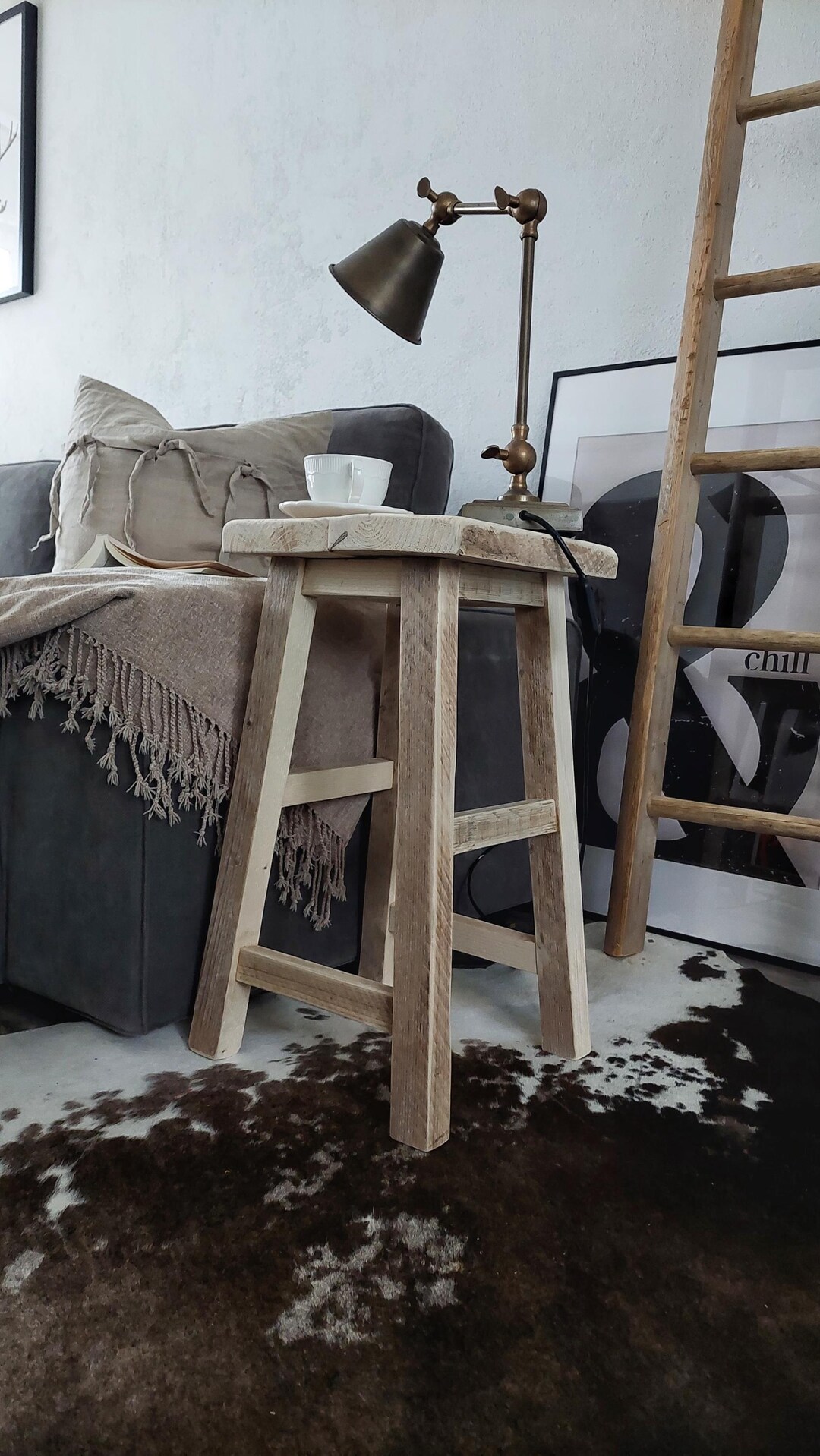 Rustic Wooden Bedside Table/ Wood Side Table/ Wooden Square Stool - Etsy