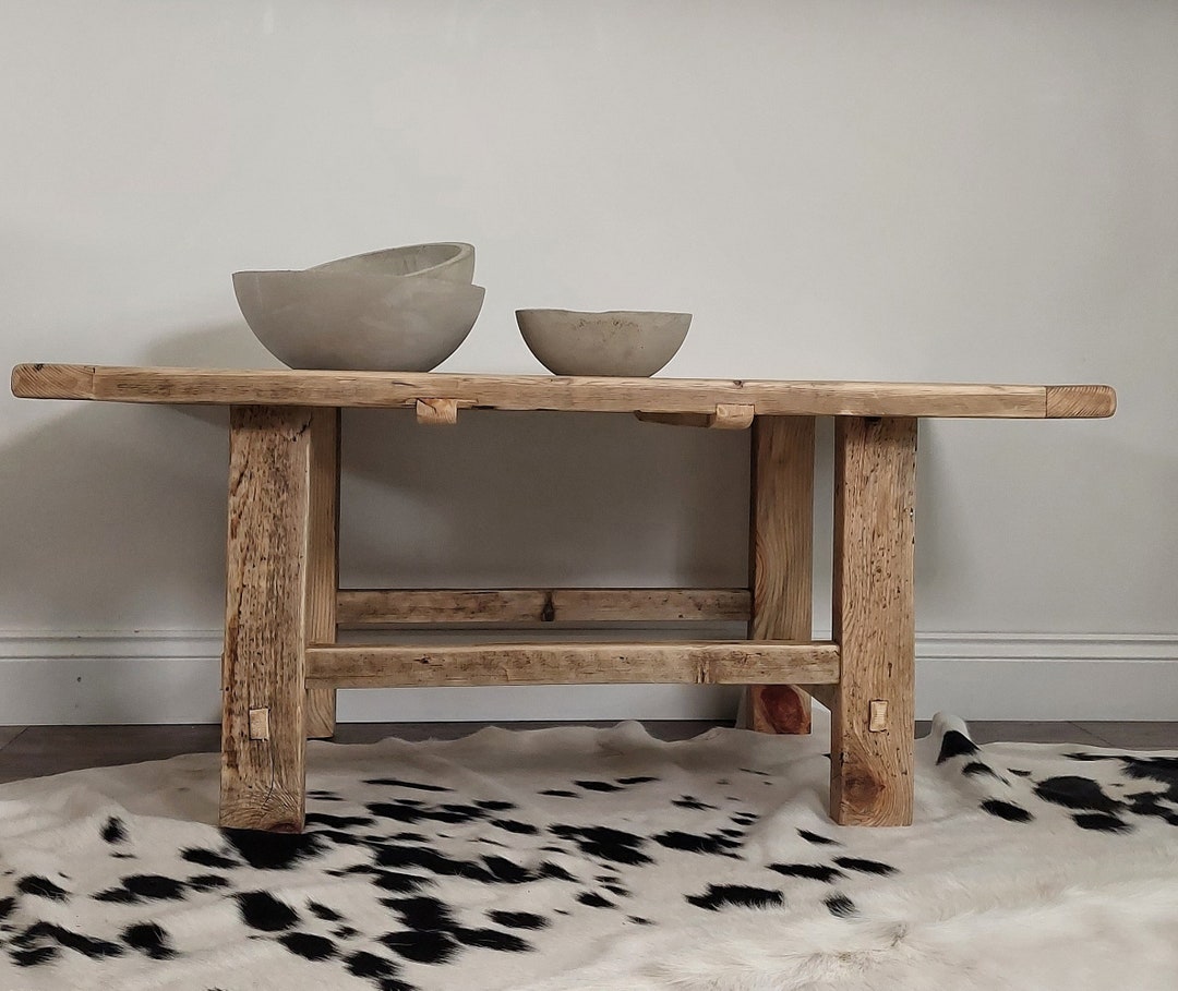 Rustic Wood Coffee Table Scandinavian Farmhouse Coffee Table Vintage ...