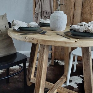 Rustic Solid Wood Round Dining Table / Farmhouse / Kitchen and Dining ...