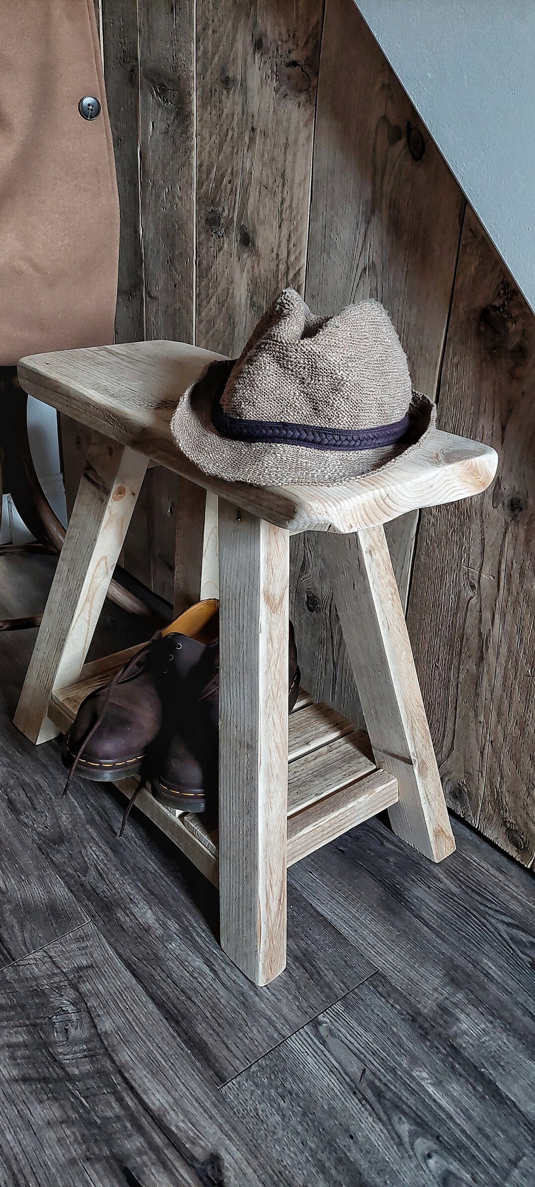 Rustic Side Table Rustic Wood Stool Hallway Wooden Bench Rustic Wood ...
